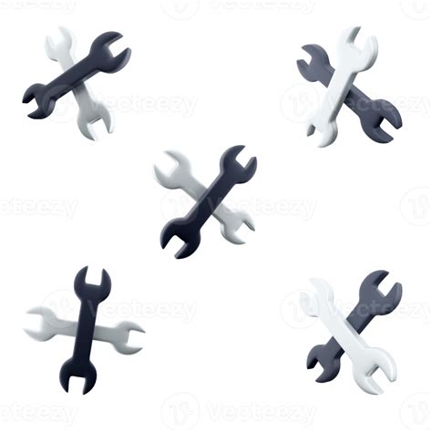 3d rendering two wrenches icon set 3d render a tool for connecting a