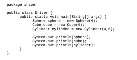 solved package shape public class driver { public static