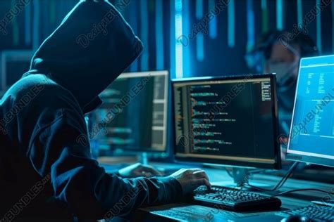 cybersecurity breach hacker at work in dark room