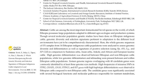 Whole Genome Resequencing Reveals Genetic Diversity And Selection Signatures Of Ethiopian