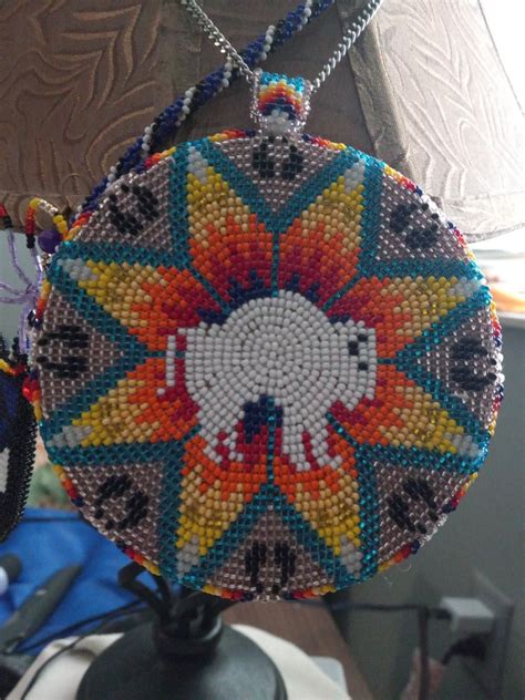 White Buffalo Beaded Medallion Beaded Jewlery Patterns Native