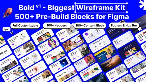 Bold v1 - Biggest Web Wireframe Kit 500+ Pre-Build Blocks for Figma ...