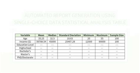 automated report generation through single choice data statistical