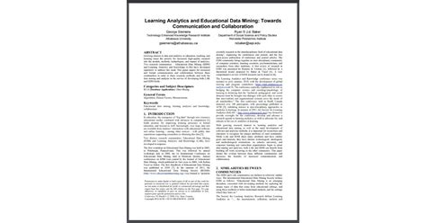 Learning Analytics And Educational Data Mining Towards Communication