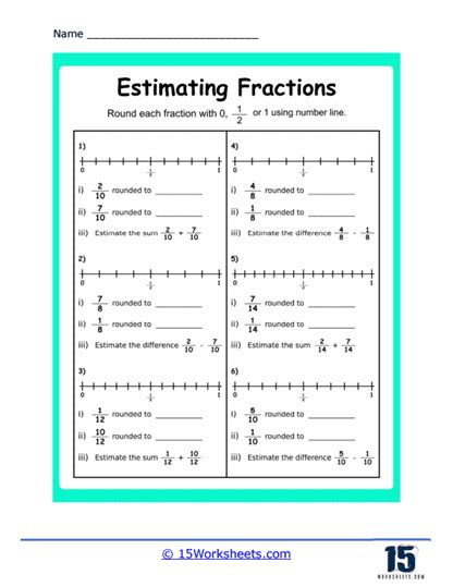 Estimating Fractions Worksheets 15 Worksheets Library