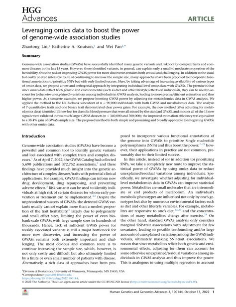 pdf leveraging omic data to boost the power of genome wide