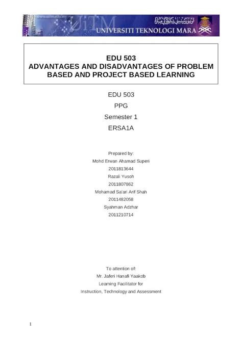 doc advantages and disadvantages of problem based and project based