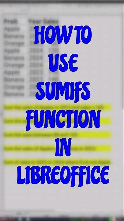 How To Use Sumifs Function In Libreoffice Libreoffice Linux Tipsandtricks Youtube