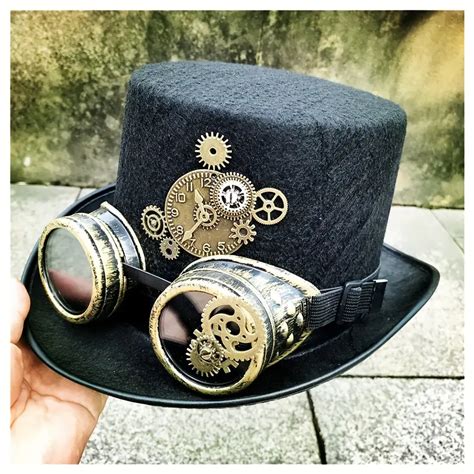Steampunk Top Hat With Goggles Steampunk Top Hat With Goggles Black