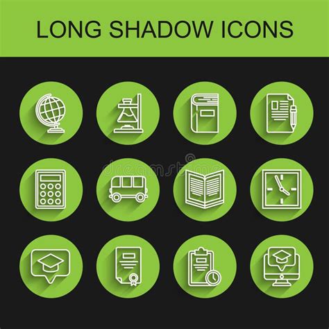 Set Line Graduation Cap In Speech Bubble Certificate Template Earth Globe Exam Sheet With