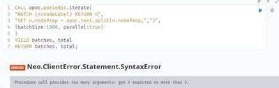 APOC Apoc Periodic Iterate Using Split Function Integrations Neo J Online Community