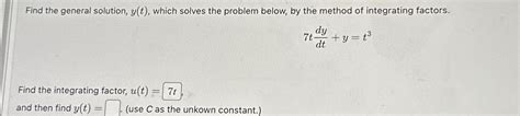 Solved Find the general solution, y(t), ﻿which solves the | Chegg.com