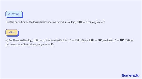 SOLVED Use The Definition Of The Logarithmic Function To Find X A Logx B Logx