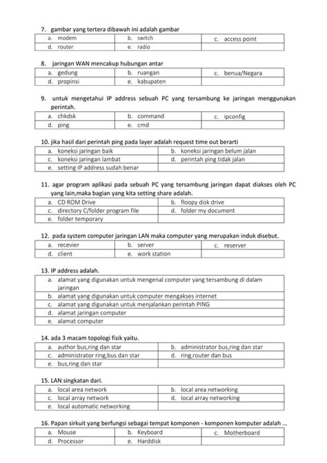 Soal TKJ UAS Komputer Dan Jaringan Dasar PDF