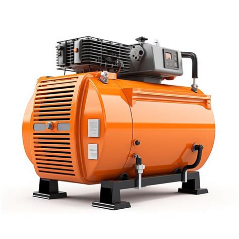 Premium Ai Image Vibrant Orange Air Compressor On White Background