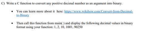 Solved C Write A C Function To Convert Any Positive Decimal