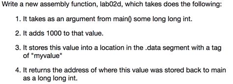Solved Write A New Assembly Function Lab D Which Takes Chegg Com
