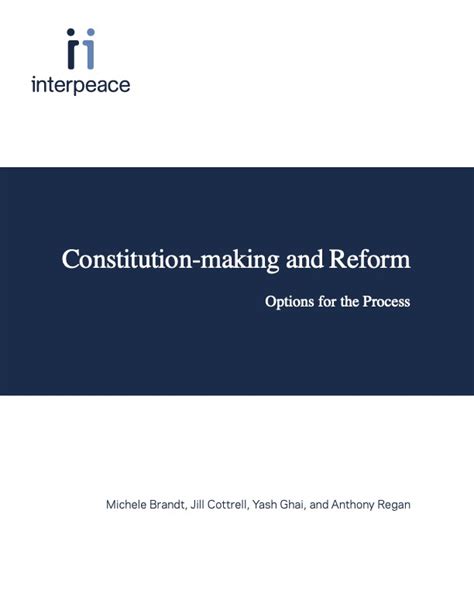 Constitution Making And Reform Options For The Process Peacemaker