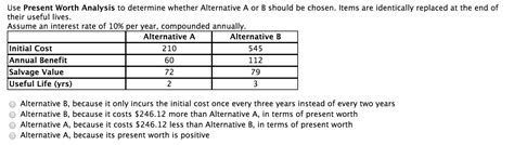 solved use present worth analysis to determine whether
