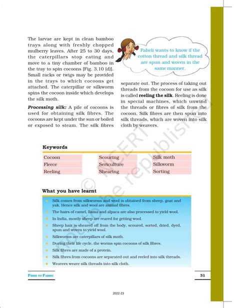 Ncert Book For Class 7 Science Chapter 3 Fibre To Fabric Indcareer