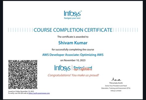 Infosys Infosysspringboard Aws Shivam Kumar