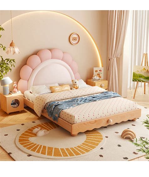 泡泡花床实木儿童床女孩公主床卧室女生榉木软包儿童房女童单人床 天猫 花瓣网