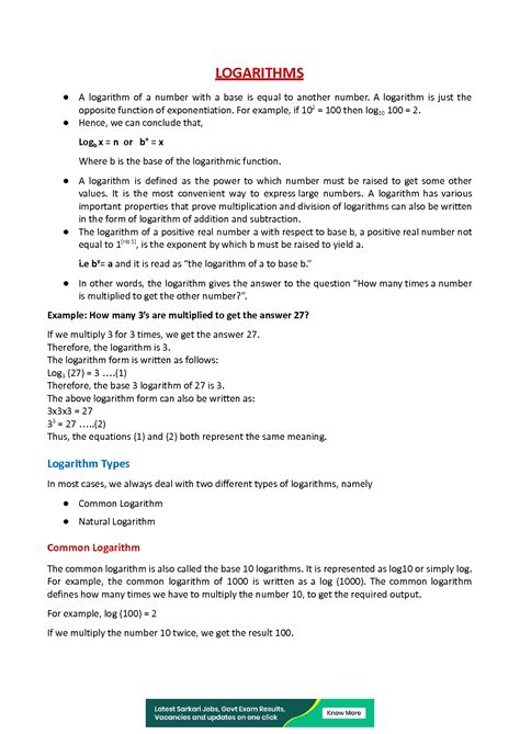 SOLUTION Definition Types Rules Of Logarithm With Examples And Practice Questions Studypool