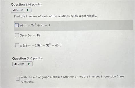 solved find the inverses of each of the relations below