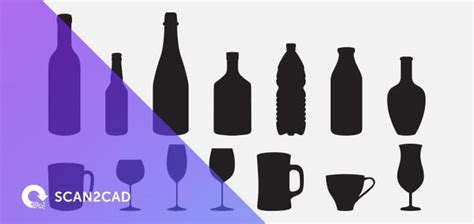 Bottle And Glass Shapes Free Dxf Files Scan2cad