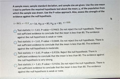 Solved A Sample Mean Sample Standard Deviation And Sample Chegg