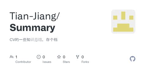 Github Tian Jiang Summary Cv