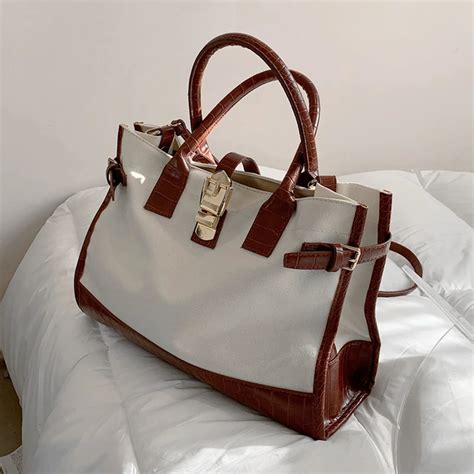 여성용 빅 패치워크 캔버스 토트백 간단한 대용량 작업 숙녀 핸드백 쇼퍼 여행 숄더백 Aliexpress