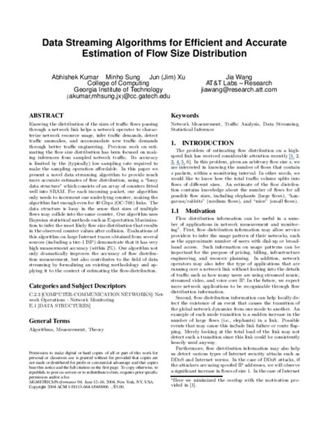 pdf data streaming algorithms for efficient and accurate estimation