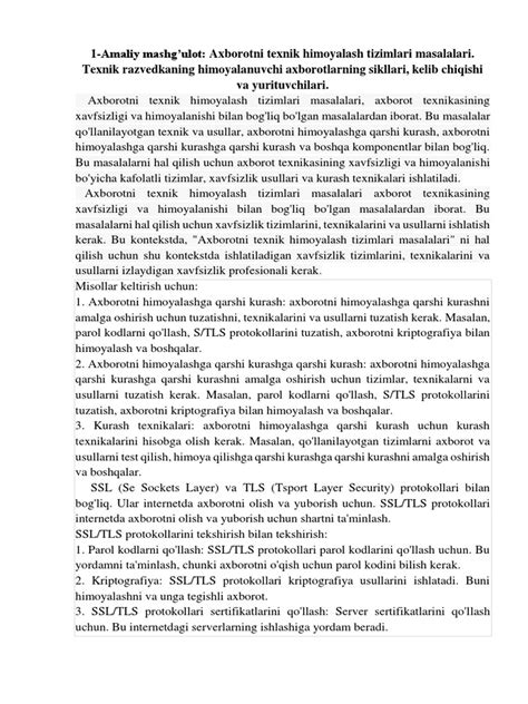 1 Amaliy Mashgulot 1 Pdf