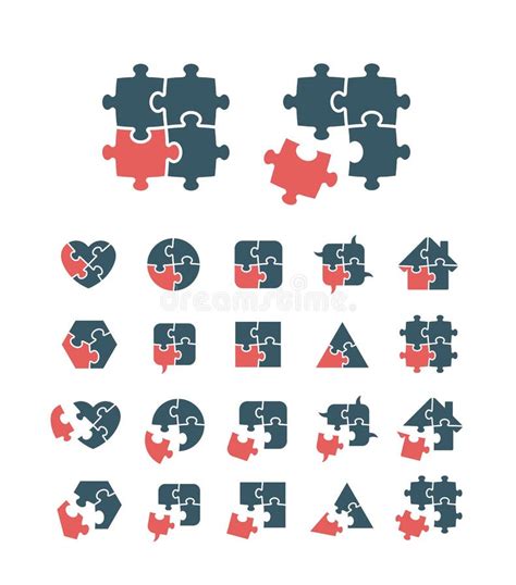 Jigsaw Puzzle Icons Collection Vector Stock Vector Illustration Of Join Idea 263596931