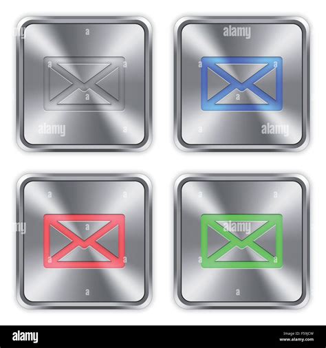 Color Mail Icons Engraved In Glossy Steel Push Buttons Well Organized Layer Structure Color