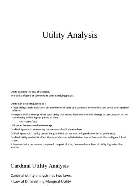 Utility Analysis Pdf Utility Marginal Utility