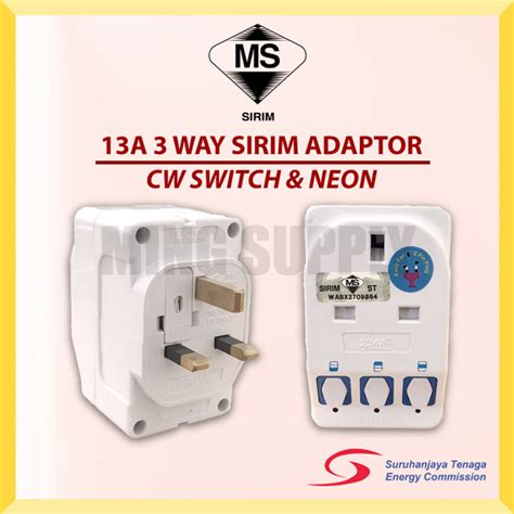 [sirim] 3 Way Adaptor Extension 13a Led Switch Neon Adapter 3 Gang Pin