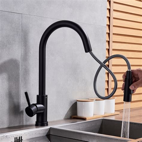 Matte Black Pull Out Sensor Kitchen Faucet Sensitive Smart Touch Control Faucet Mixer For