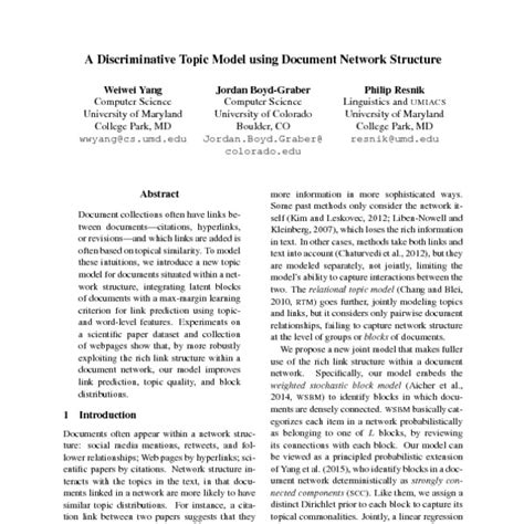 A Discriminative Topic Model Using Document Network Structure Acl Anthology