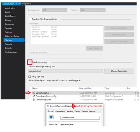 C Why Isnt My Assembly Signed Even After I Specified It To Be In