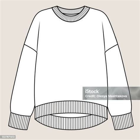 리브드 스웨터 테크니컬 패션 일러스트 롱 슬리브 오버사이즈 운동복에 대한 스톡 벡터 아트 및 기타 이미지 운동복 특대 승무원 사람의 역할 Istock