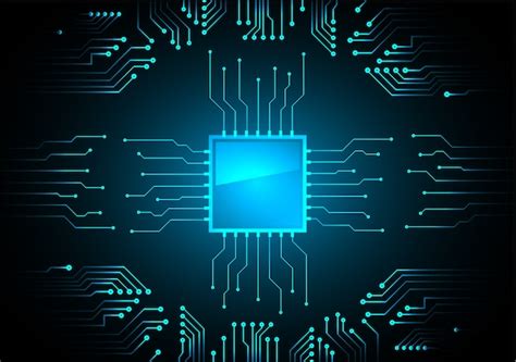 블루 Cpu 사이버 회로 미래 기술 개념 배경 프리미엄 벡터