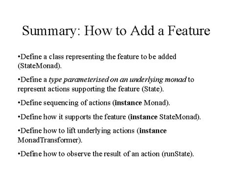 Summary How To Add A Feature