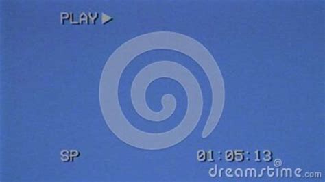 Old Blue Screen With Play Text And Timecode Vhs Effect Noise And