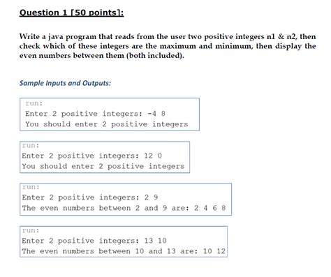 Solved Question 1 50 Points Write A Java Program That