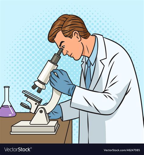 Medical Scientist With Microscope Pop Art Vector Image