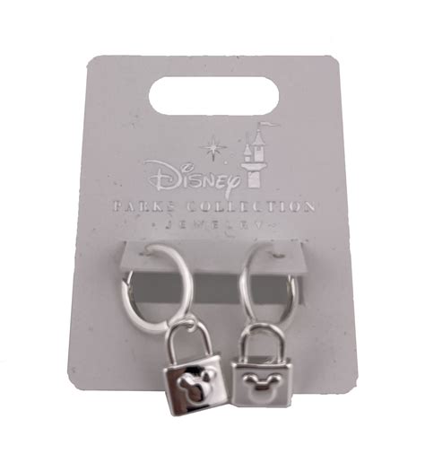 Disney Dangle Earrings Mickey Mouse Padlock Silver