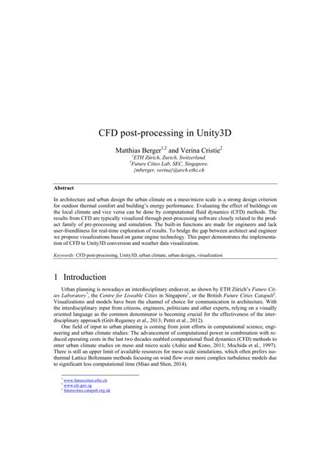 Pdf Cfd Post Processing In Unity3d
