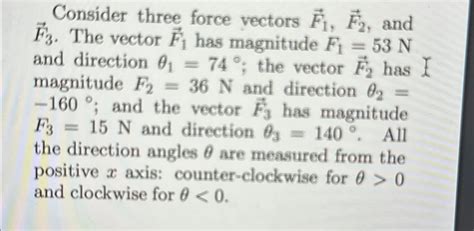 Solved Consider Three Force Vectors Vec F 1 Vec F 2 ﻿and
